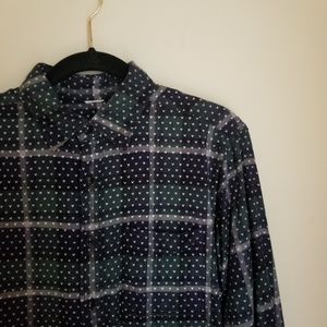 Tops | Mickey Mouse Patterned Blue Green Plaid Flannel | Poshmark